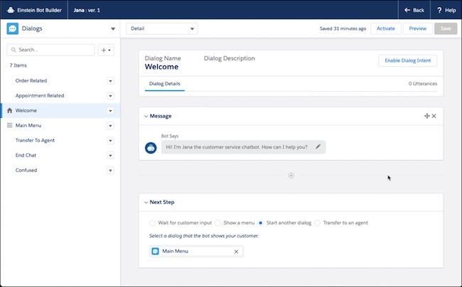 Guida all'abilitazione e all'uso dei chatbot - Salesforce
